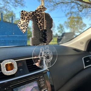 Custom Line Art Engraved Car Charm Cute Rear View Mirror Accessory ...