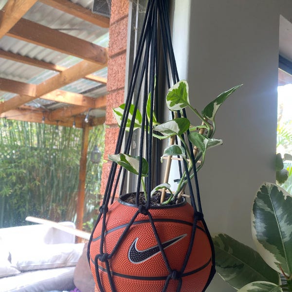 Nike Mini Basketball Hanging Planter (white Macrame OG) - Etsy