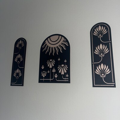 Wild Lotus Arch Panels set of 2 Wood Wall Hangings - Etsy