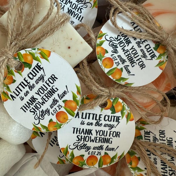 50 Orange Themed Mini Soap Shower Favors Wrapped With Tags "thank You ...