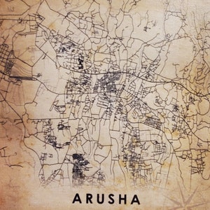 Arusha Vintage Map Print Arusha Map Arusha Tanzania City - Etsy