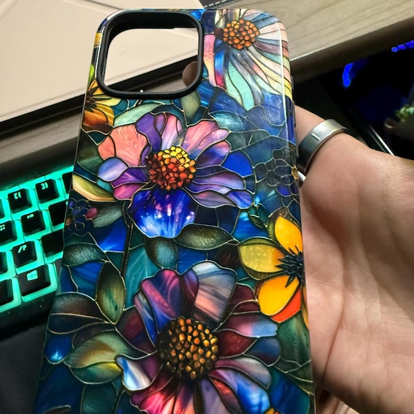 Artisan Stained Glass Orchid Phone Case | iPhone 16 15 14 13 12 11 Pro ...