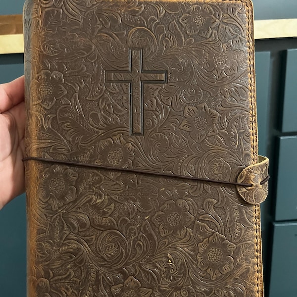 Personalized KJV Holy Bible Cover , Custom Leather Holy Bible Book Case ...