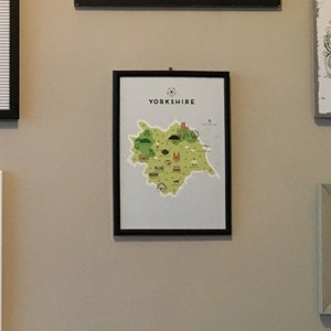 Yorkshire Map Illustrated map of Yorkshire Print / Travel | Etsy