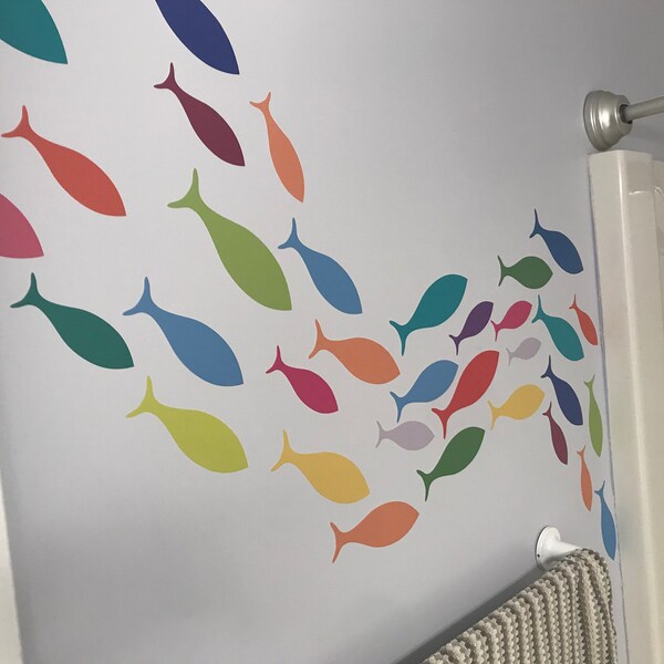 Rainbow Fish Wall Decals, Kids Wall Stickers, School of Fish Decals ...