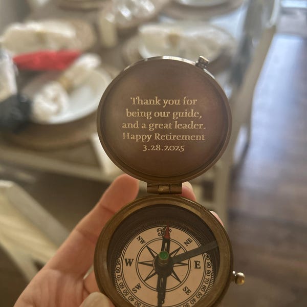 Engraved Working Brass Antique Compass for Men, Custom Handmade Pocket ...