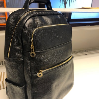 Urban Leather Backpack, Saffiano Leather Packsack for Him, Leather ...