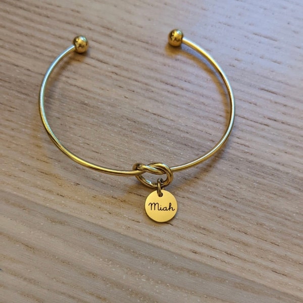 Bracelet jonc avec médailles à graver en acier inoxydable • Bracelet ...