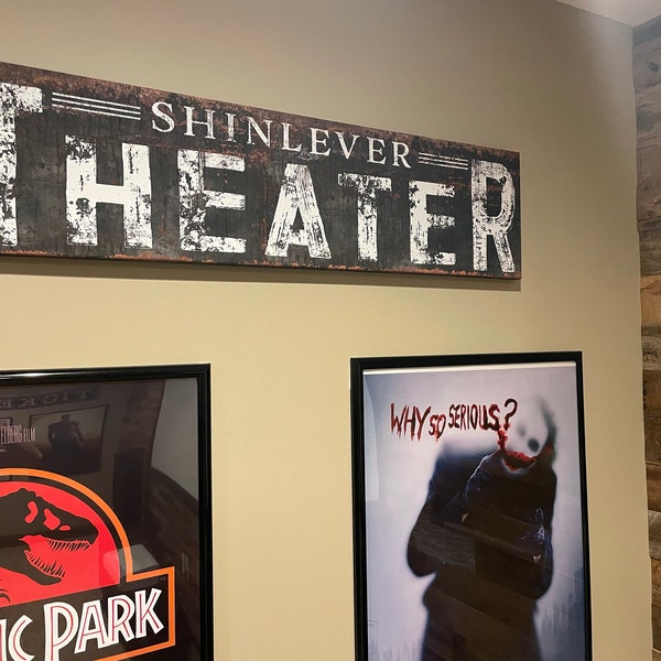 Movie Room Sign Modern Farmhouse Wall Decor Custom Name Sign Family ...