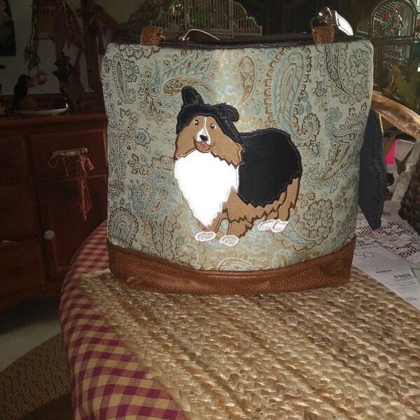 Sheltie Purse Blue Paisley Sheltie Handbag-purse-bag Made to Order - Etsy