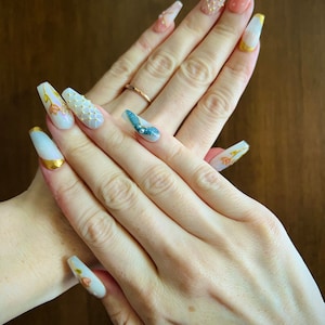 Retro European Nail/long Almond Nails/handmade Press on Nails/red and ...