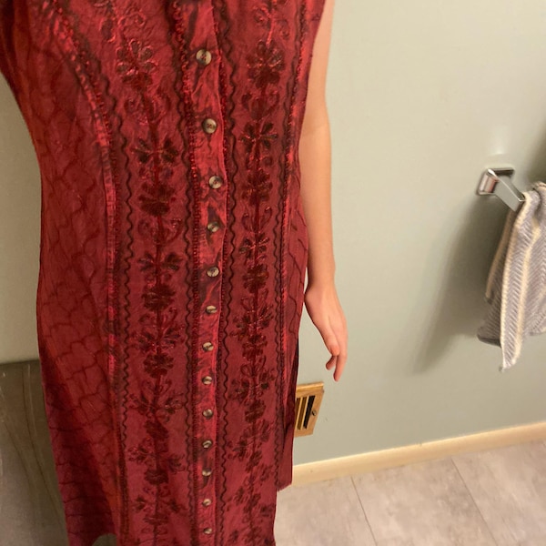 Bohemian Cottage Core Button Down Dress Duster, Embroidered Hippie ...