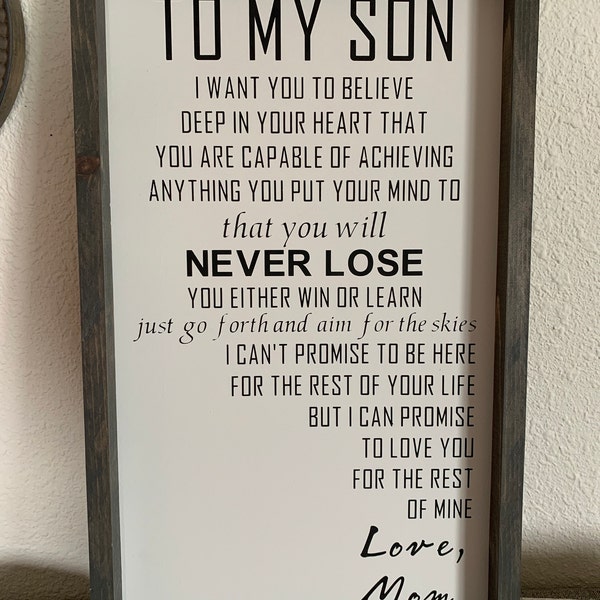 To My Son Wood Sign: Love Mom/dad, Farmhouse Decor (14x23) - Etsy