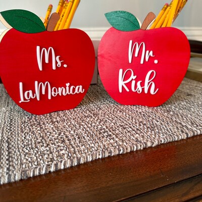 Teacher Wooden Apple Teacher Appreciation Gift Apple Pencil Holder ...