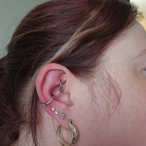 G23 Titanium Conch Earring, Solitaire Marquise Gem, Gold Conch Hoop ...