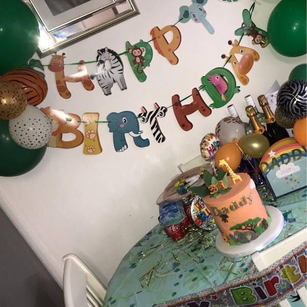 Jungle Theme Birthday Banner - Jungle Party Decorations - Safari ...