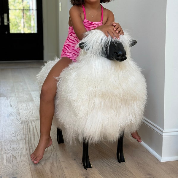 TWO Lalanne Style Couple Sheep Chairs. Luxurious and Fluffy. Life-size ...