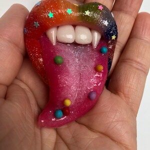 Black Red Gold Devil Lips Brooch Creepy Brooch Gothic | Etsy