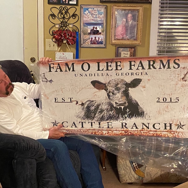 Rustic Cattle Ranch Sign Established Personalized Farmhouse Wall Art ...