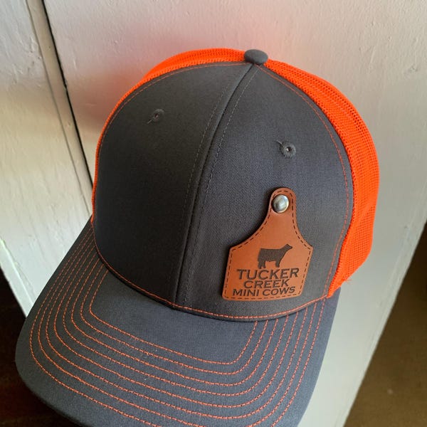 Custom Richardson 112 Laser Engraved Leather Patch Hat Personalized Cow ...