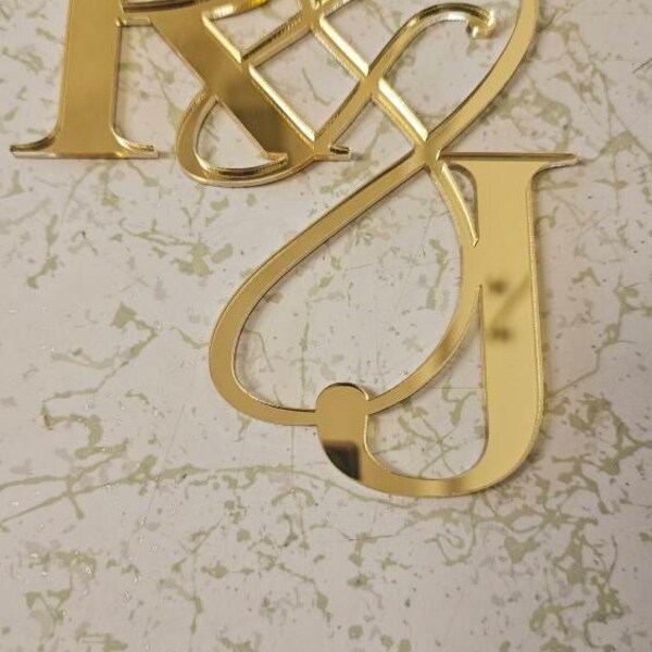 Wedding Initials Cake Charm Topper | Bold Letter Cake Topper | Wedding ...