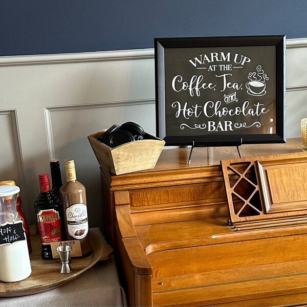 Coffee Tea and Hot Chocolate Bar Sign, Warm up at the Hot Beverages Bar ...