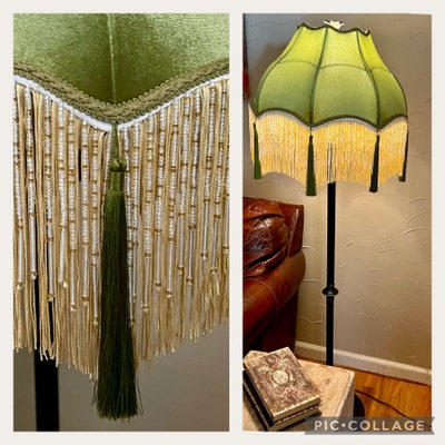 Vintage Velvet Fringe Lamp Shade , Victorian Lampshade for Table Lamp ...