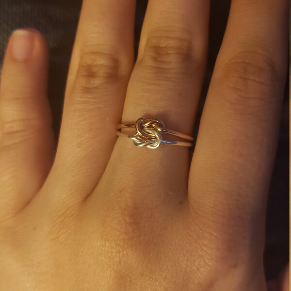 Double Knot Ring, Rose Gold Filled Ring, Two Toned Ring, Two Love Knots ...