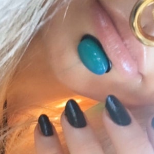 Opalite Stone Round Labret with T-Back Choice of Colour for | Etsy