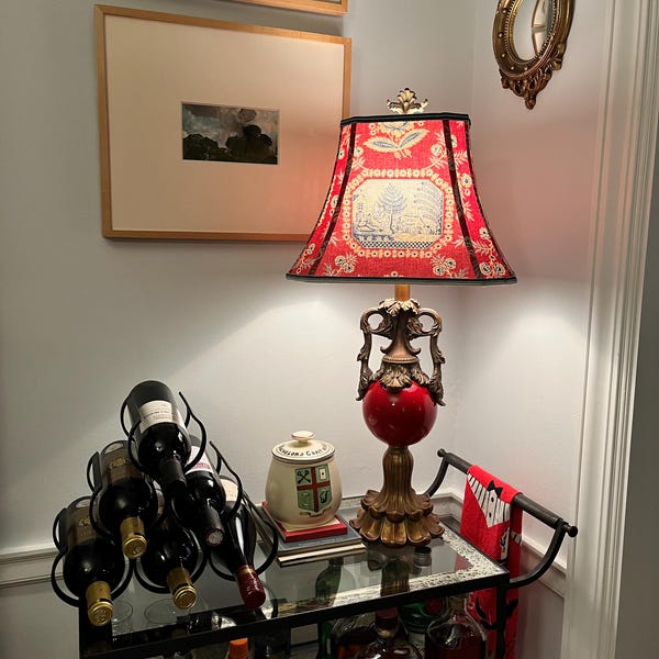 Grandma Moses Bridge Lamp Shade, Lampshade Threads Onto Floor Lamp ...
