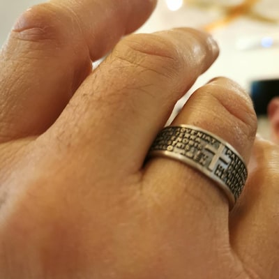 Men's Ring in 925 Silver, Prayer Ring in Latin, Our Father Ring ...