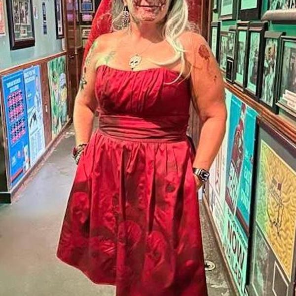 Diner Waitress 50-60s Flo Alice Pink Shirt Dress Yellow Apron Hanky Pin ...