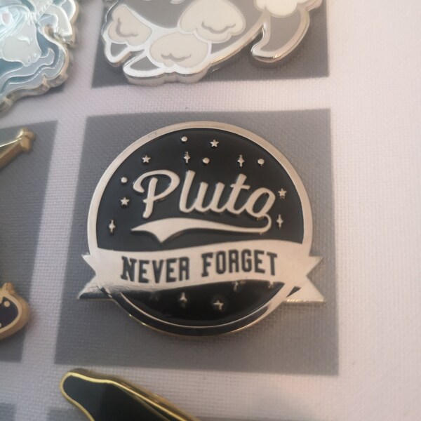 Astronomy Enamel Pin Pluto Never Forget | Science Lapel Pin | Funny Hat ...