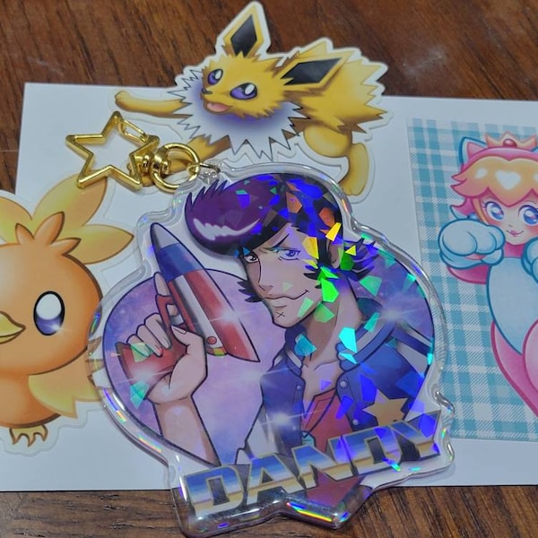 Gwyn the Pomeranian Mascot Keychain [holographic Shatter Acrylic ...