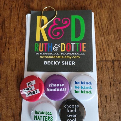 KINDNESS BUTTON MIX Bulk Quantity Pin Badge Flair 1 Inch Kids Prizes ...