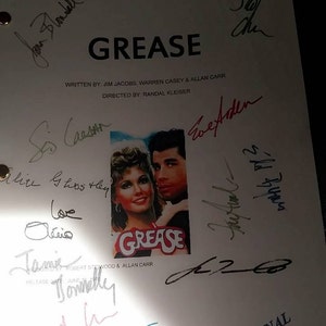Grease 1978 Movie Script Autographed: John Travolta, Olivia Newton-john ...