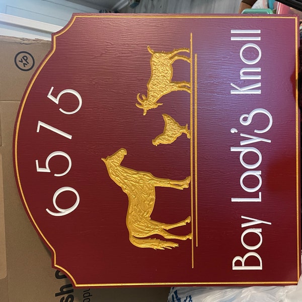 Country Estate Property Name Sign Hanging From Wood and Wrought Iron ...