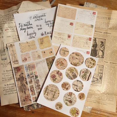 Digital French Ephemera Pack, Digital Vintage Papers, Printable Paper ...