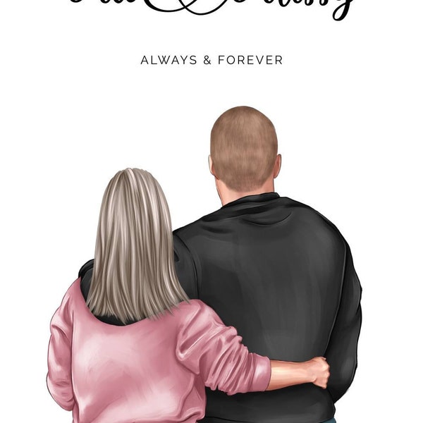 Personalised Couple Print, Couples Gift, Gift for Her, Boyfriend ...