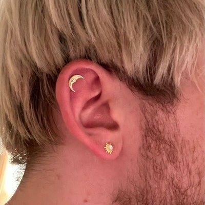 Man in the Moon Stud Earrings in Sterling Silver Moon Face Earrings ...