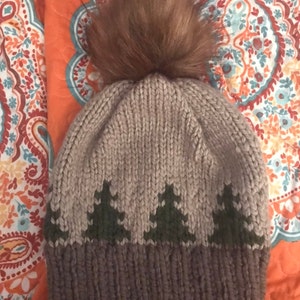 BULKY Christmas Trees Toque Knitting Pattern, Fair Isle Knit Hat, Bulky ...