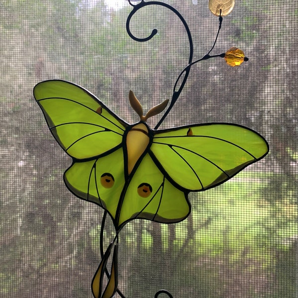 Luna Moth Stained Glass Window Hangings Christmas Gifts Custom Stained ...