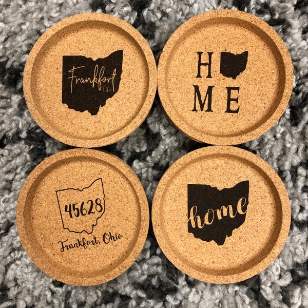 Laser Engraved Cork Coasters: Personalized Drink Coasters - Etsy