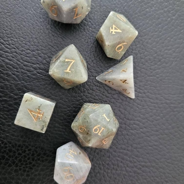 Moonstone (grey Labradorite) Stone Dice Set - Etsy