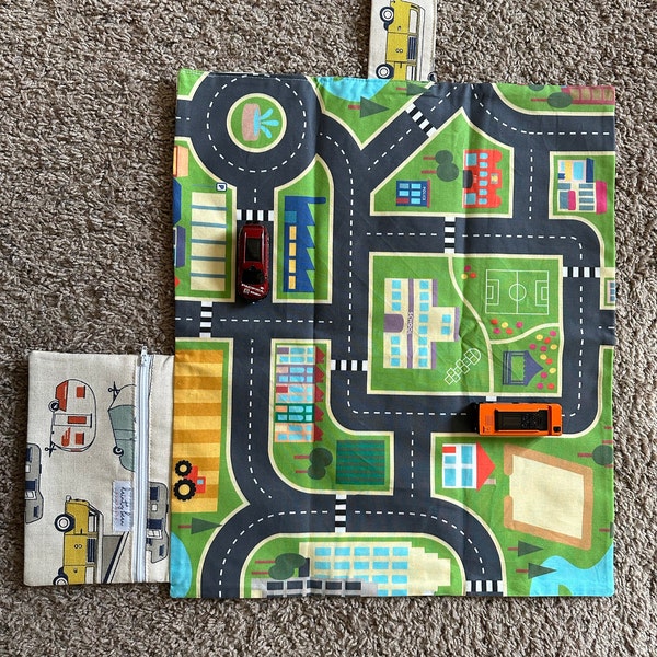 Race Track Travel Car Mat - Fold up Car Mat - Travel Toy -travel Game ...