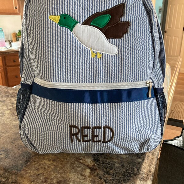 Mallard Duck Boys Seersucker Preschool Backpack, Boys Seersucker, Duck ...