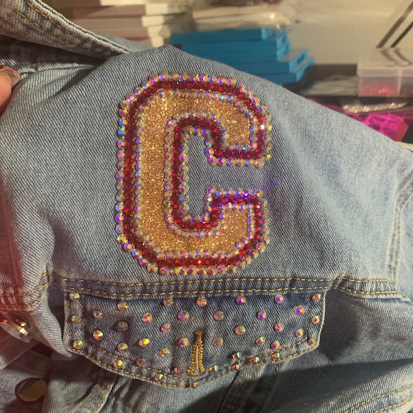 Custom Made Varsity Glitter Letter Letterman Iron on Patch for Jacket ...