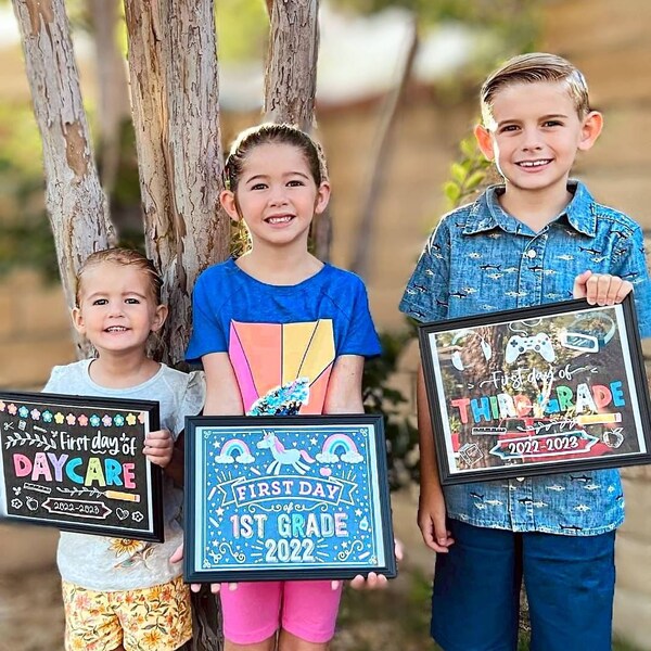 First Day of Fourth Grade School Sign Printable Boy 1st Day of 4th ...