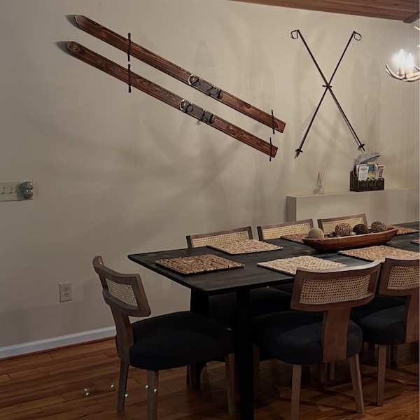 6ft Decorative Wooden Snow Skis W/poles - Etsy