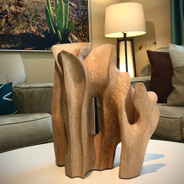 Dynamic Walnut Wood Sculpture Modern Hand-carved Abstract Art for ...